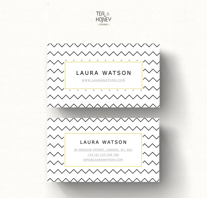 Template Business Card Design Zig Zag Chevron Pattern Name | Etsy