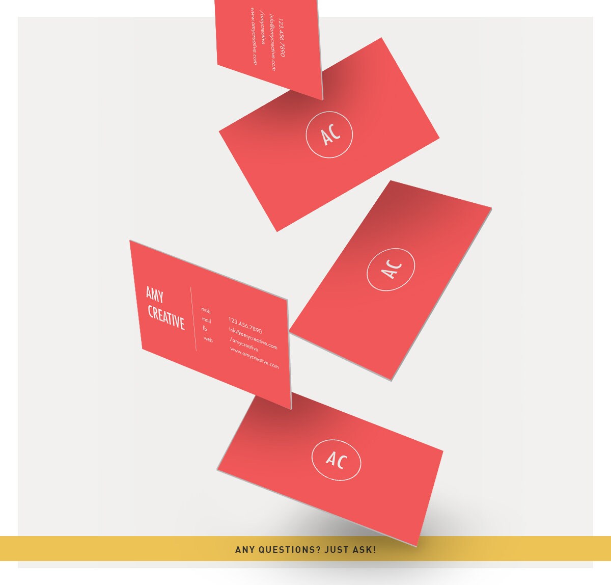 Red Business Card, Simple Calling Card Template, Premade Name Card ...