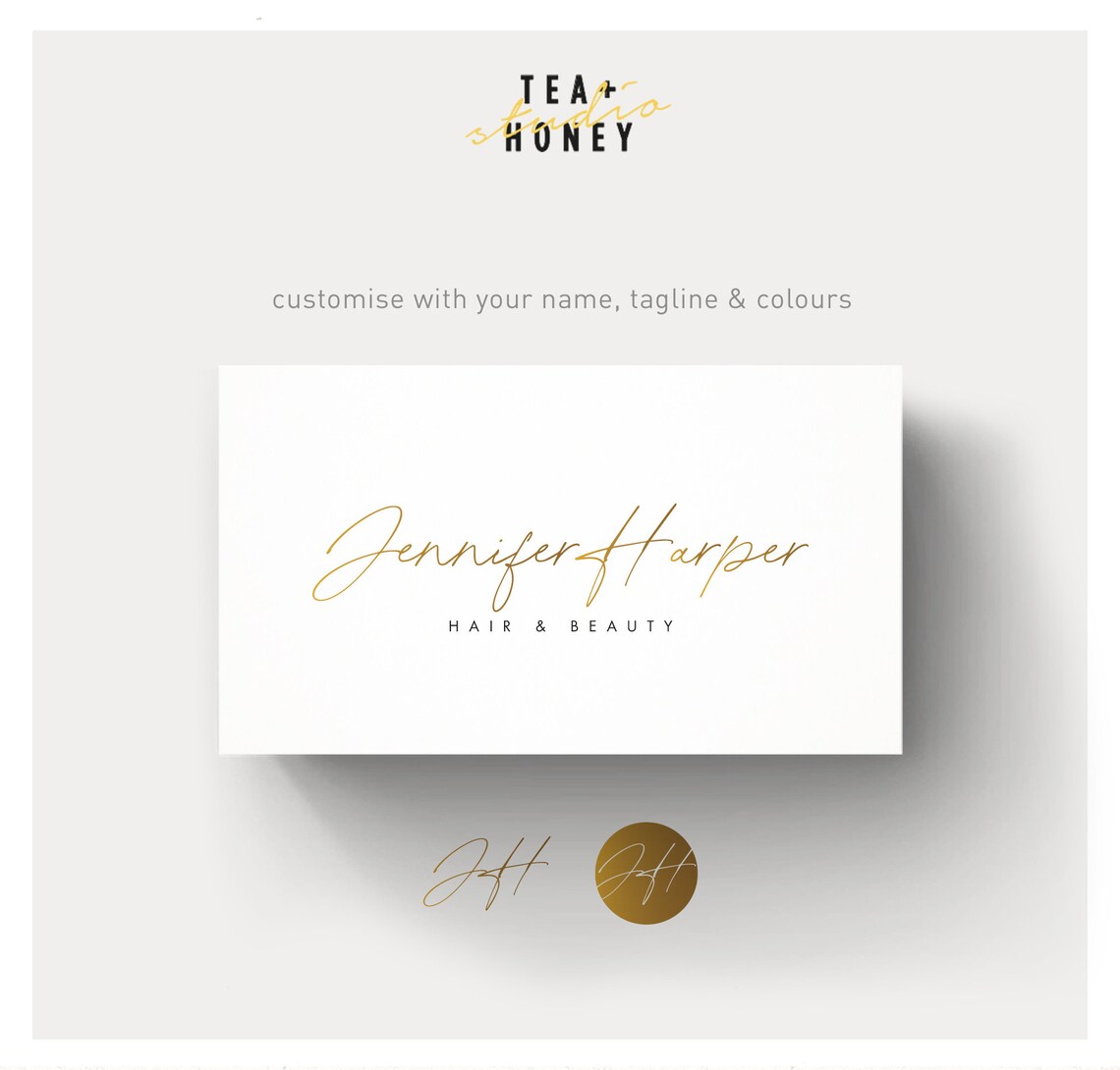 Gold Elegant Handwritten Script Font Logo, Graphic Design for Hair ...