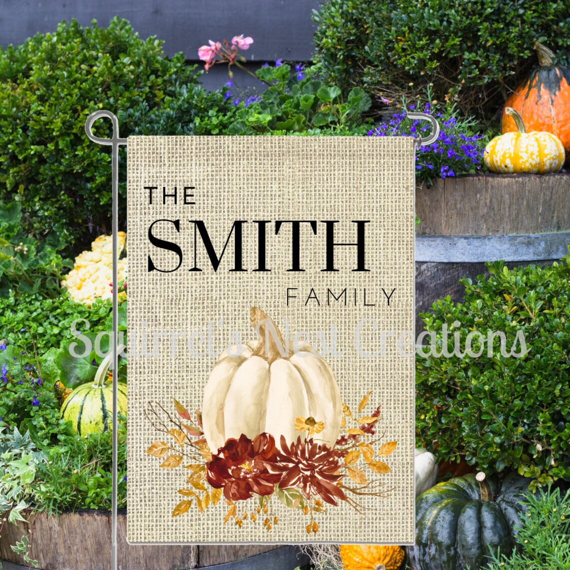 Personalized Last Name Fall Burlap Garden Flag - Etsy
