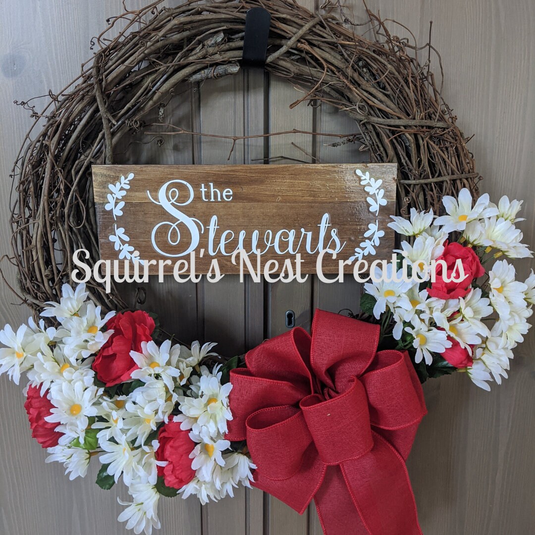 Personalized Sign Summer Daisy Welcome Wreath - Etsy