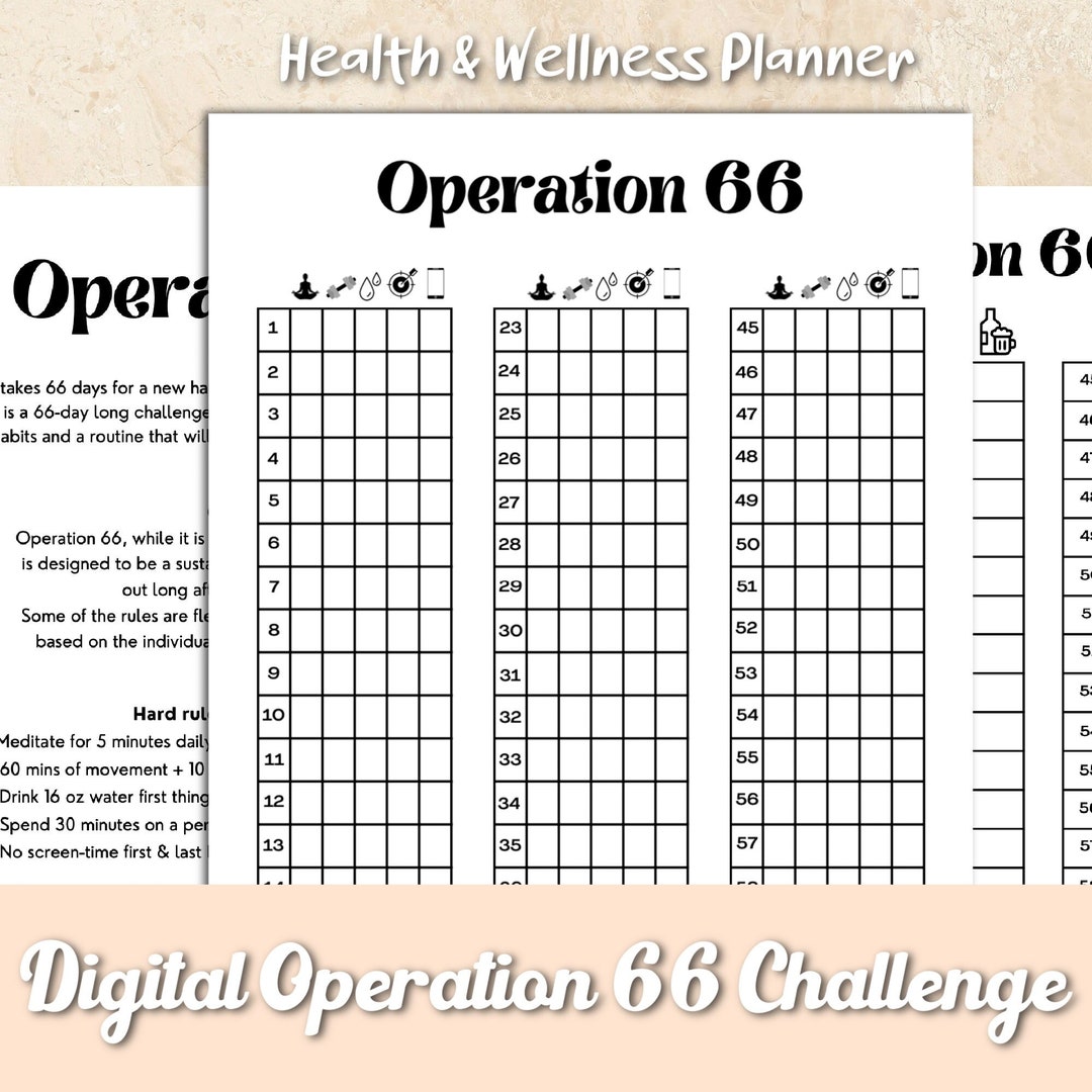 Operation 66 Challenge Tracker Bundle | Printable | Digital Journal ...