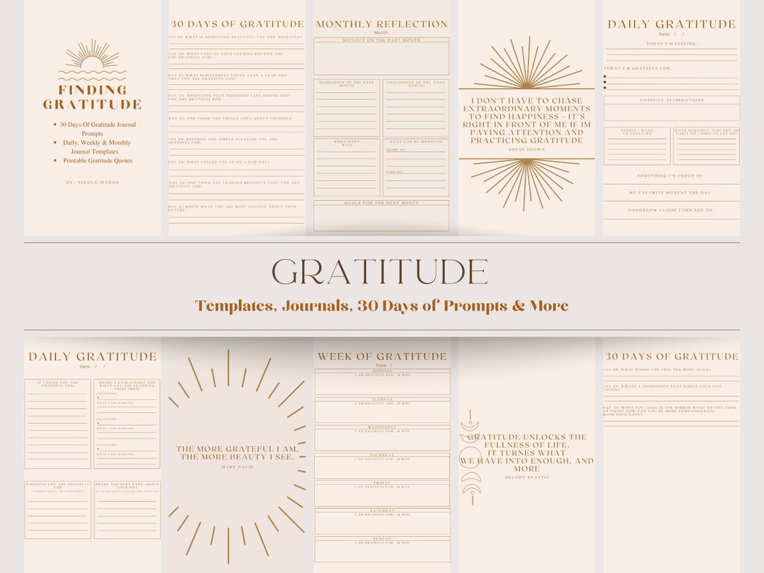Gratitude Journal Printable | 30 Days of Journal Prompts | Daily ...
