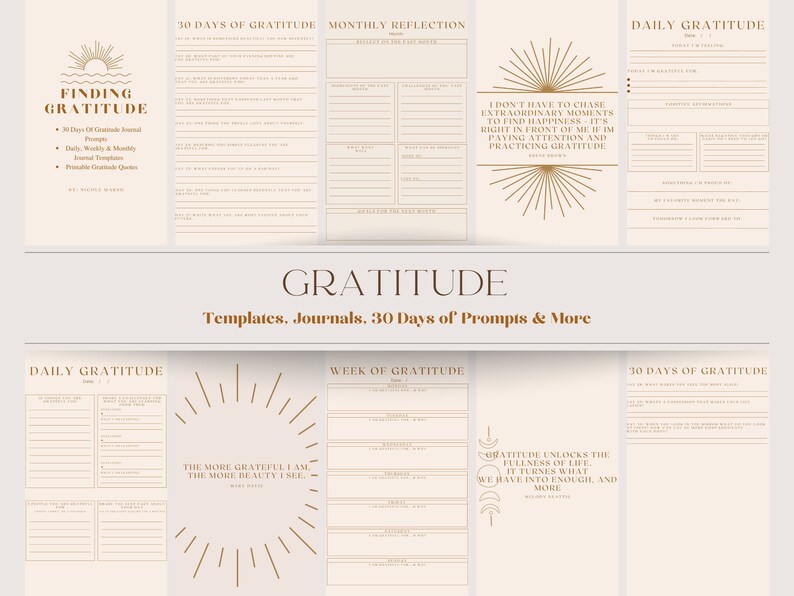 Gratitude Journal Printable | 30 Days of Journal Prompts | Daily ...