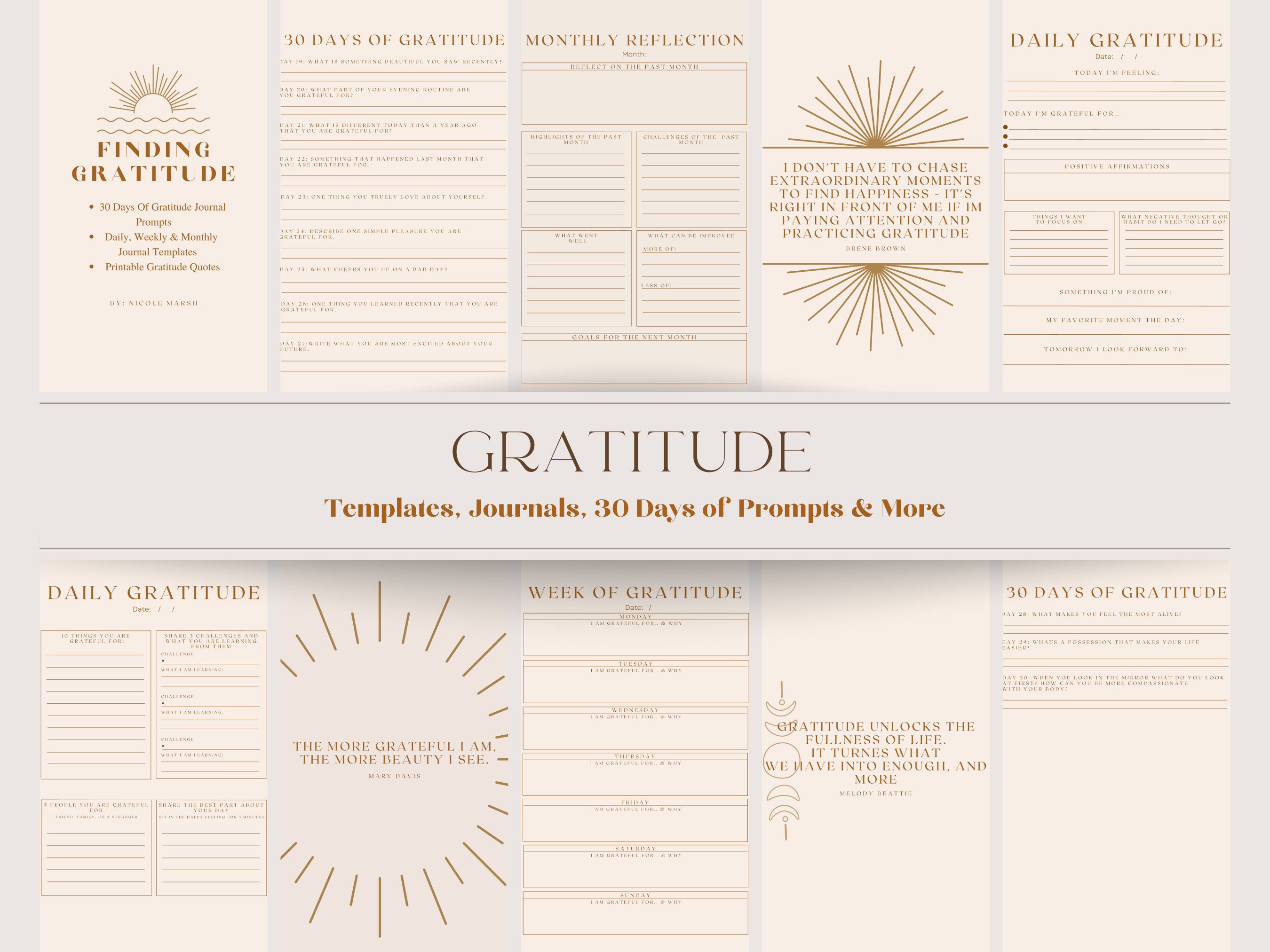 Gratitude Journal Printable | 30 Days of Journal Prompts | Daily ...