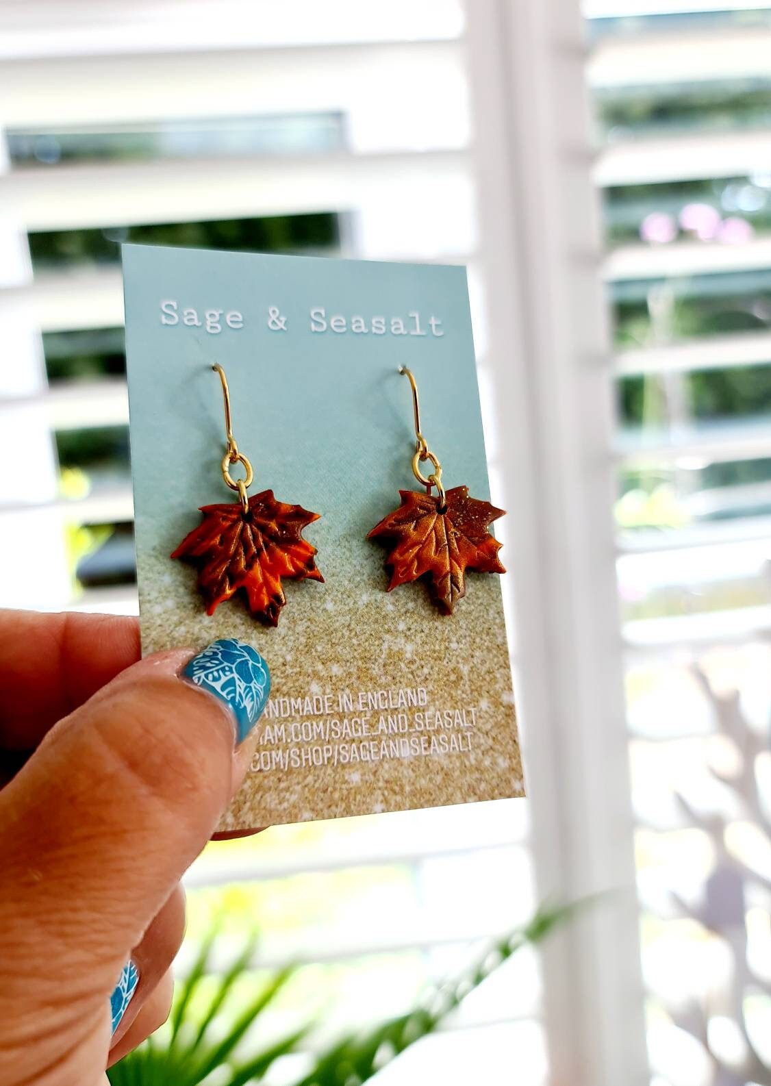 Maple Leaf Earrings Autumn Fall Jewellery Jewelry Handmade - Etsy Canada