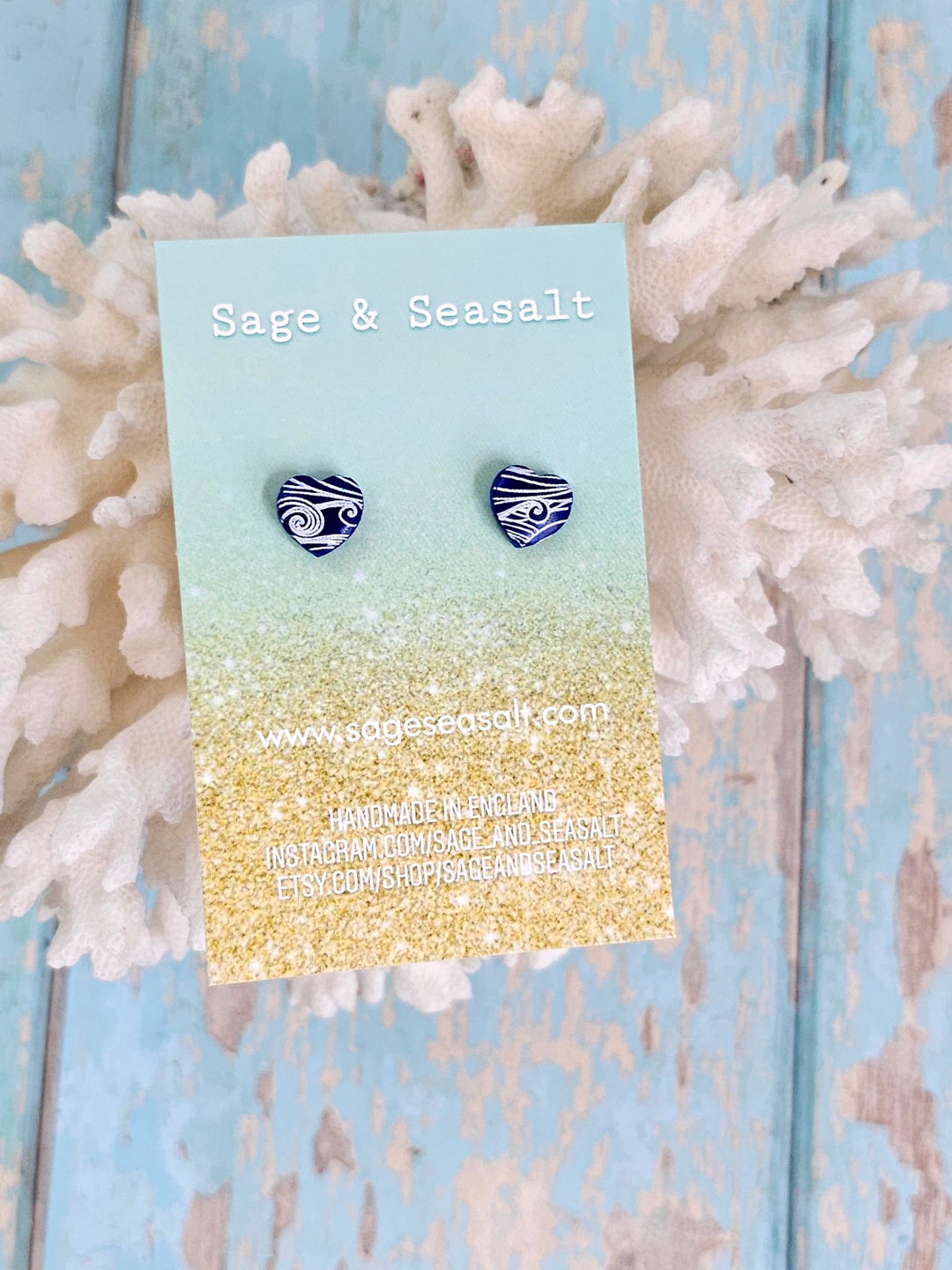 Japanese Great Wave of Kanagawa Studs ~ Sea Surf Design ~ Coastal Gift ...