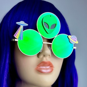 Alien Sunglasses Green Rave Glasses UFO Space Third Eye Festival ...
