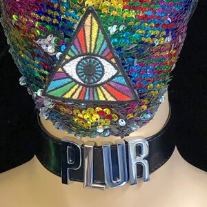 PLUR Rave Choker Custom Festival Necklace Collar Charm Name Word Trance ...