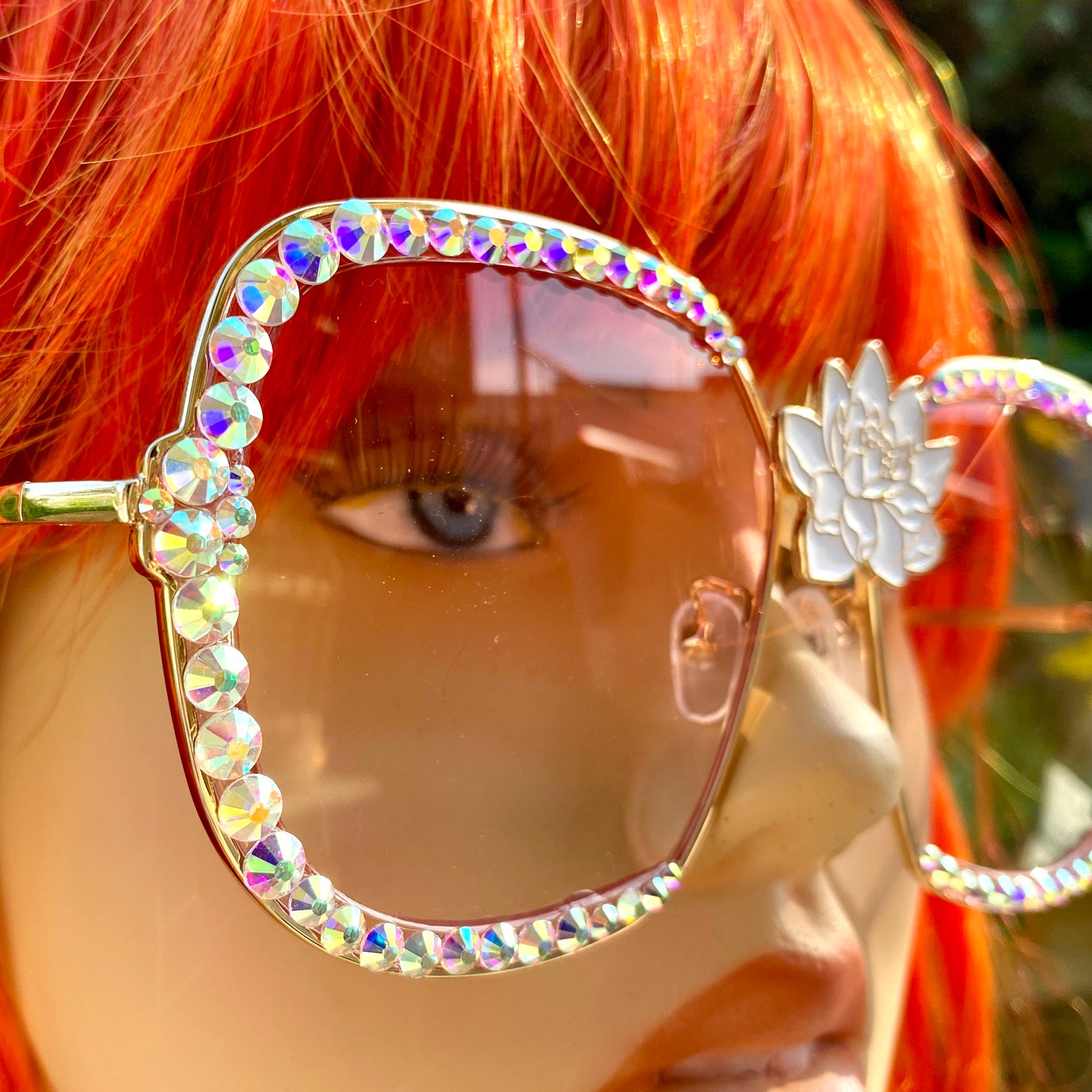 Festival Sunglasses Lotus EDC Third Eye Glasses Rhinestone Embellished ...