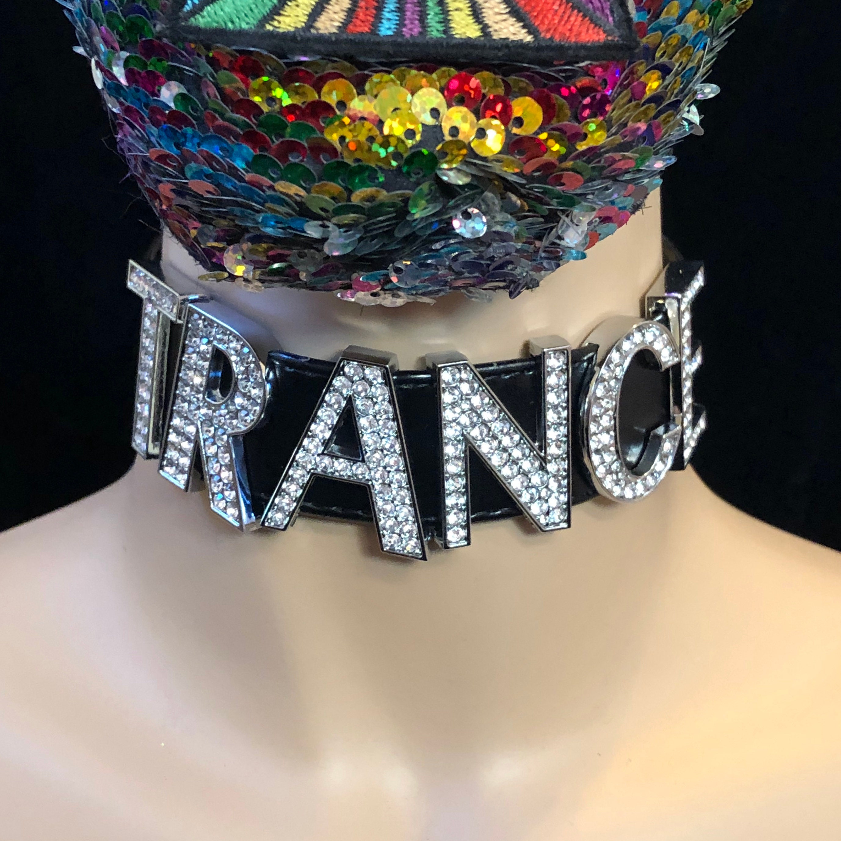 Trance Rave Choker Custom Festival Necklace Collar Charm Name - Etsy