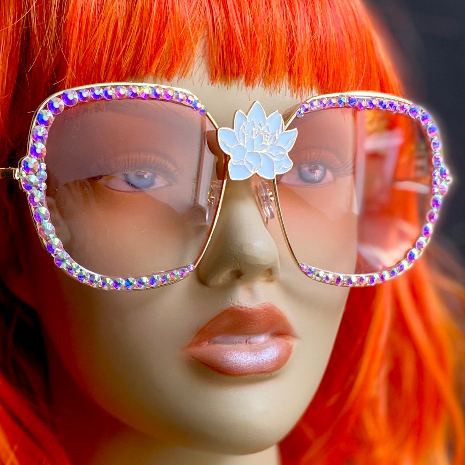 Festival Sunglasses Lotus EDC Third Eye Glasses Rhinestone Embellished ...
