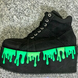 Slime Platform Shoes Neon Green Rave Sneakers Melting Dripping Melt ...