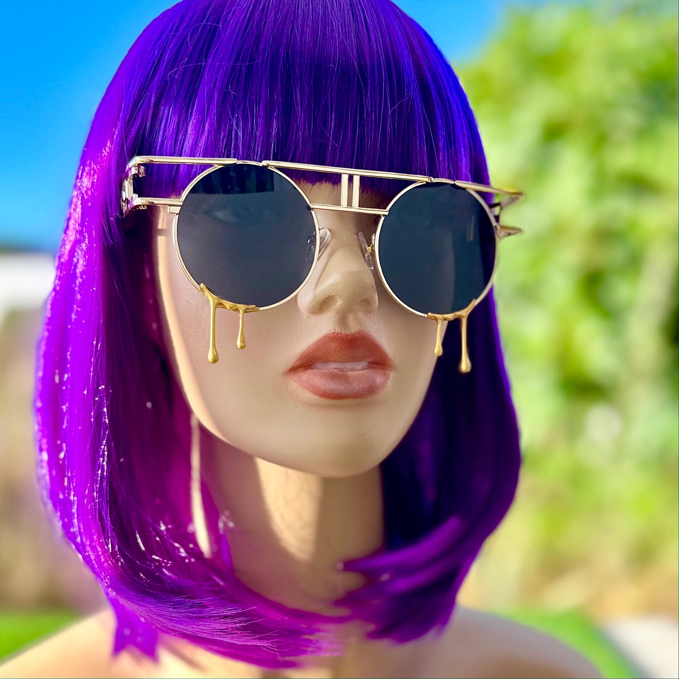 Melting Sunglasses Burning Man Accessories Dripping Gold Glasses Honey ...