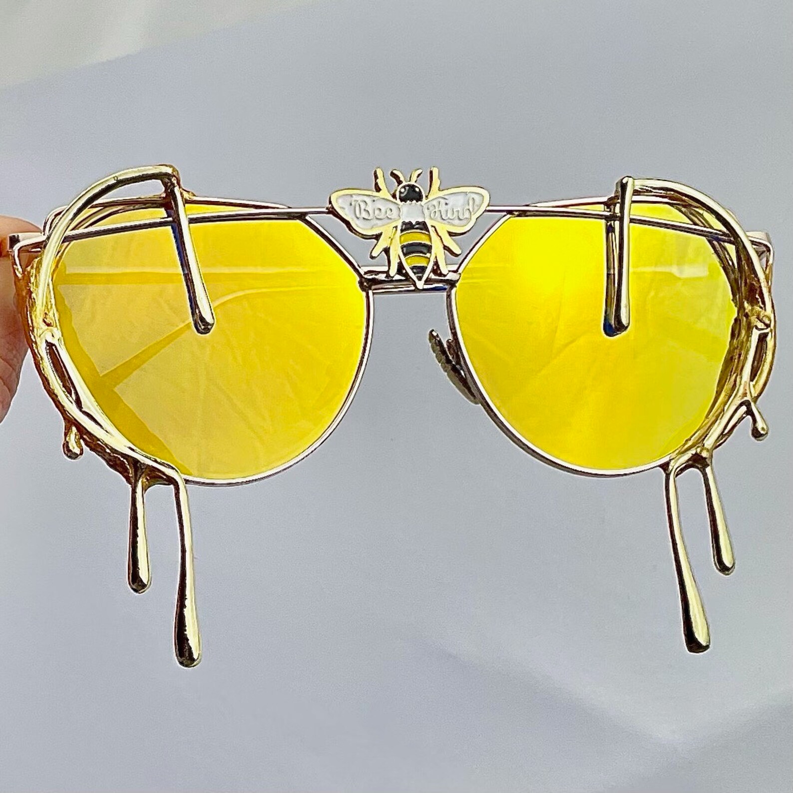 Dripping Bee Sunglasses Melting Gold Glasses Honey Drip Rave ...