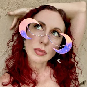 Crescent Half Moon Sunglasses Music Festival Wear Custom Glasses Rave ...