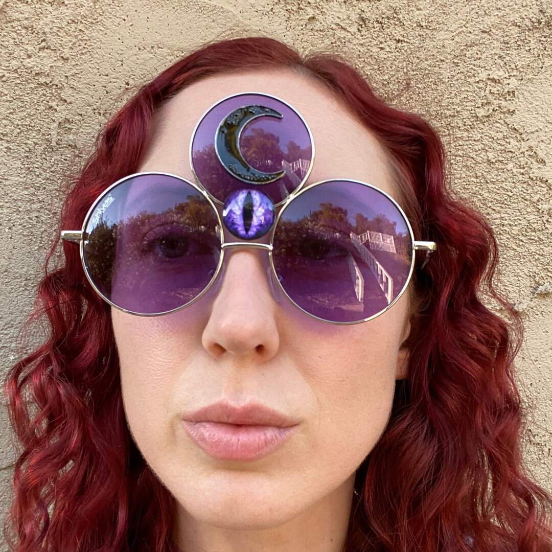 Third Eye Sunglasses Moon Occult Glasses Embellished Rave - Etsy