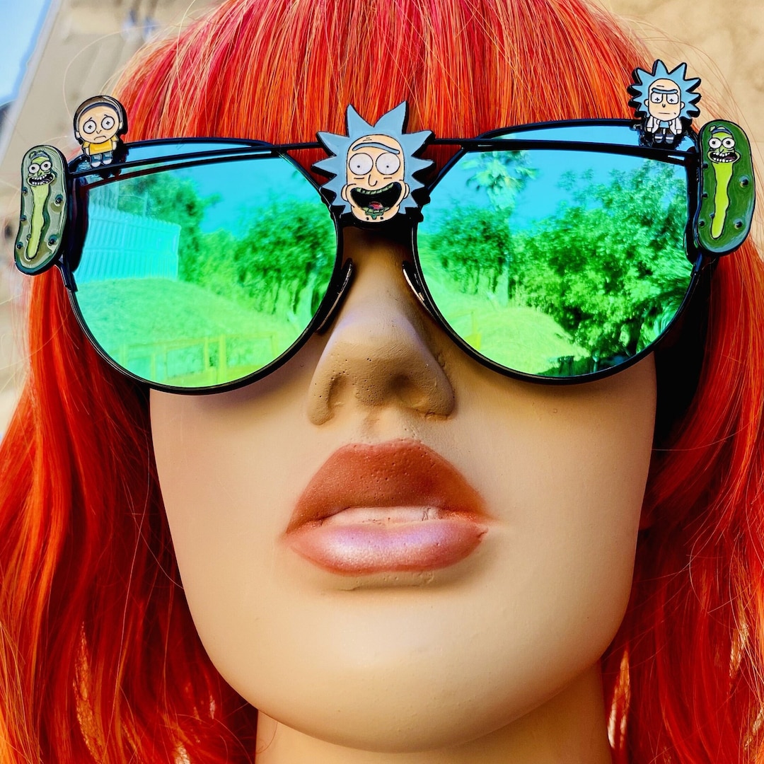Pickle Rick and Morty Sunglasses Rave Glasses Funny Gift Green Festival ...