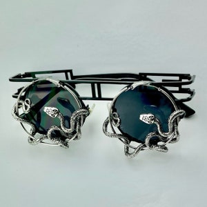 Snake Sunglasses Medusa Glasses Jewelry Black Silver Rave Outfit Goth ...