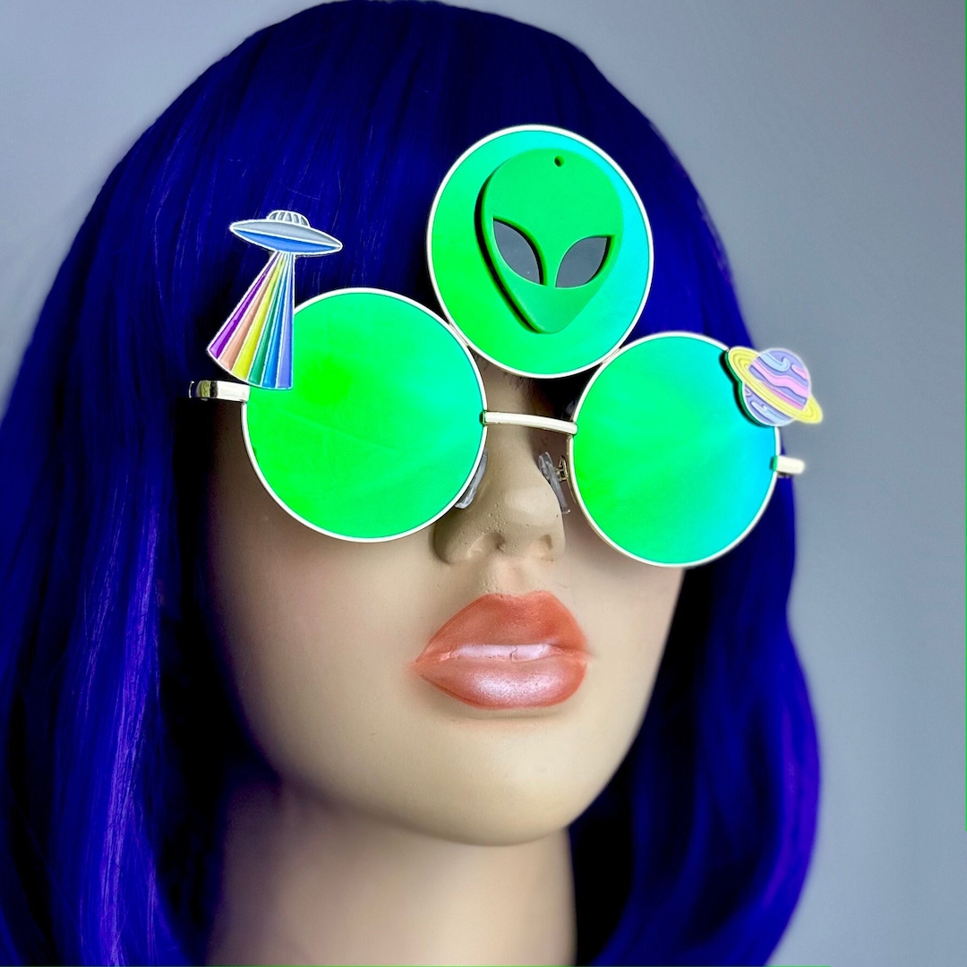Alien Sunglasses Green Rave Glasses UFO Space Third Eye Festival ...