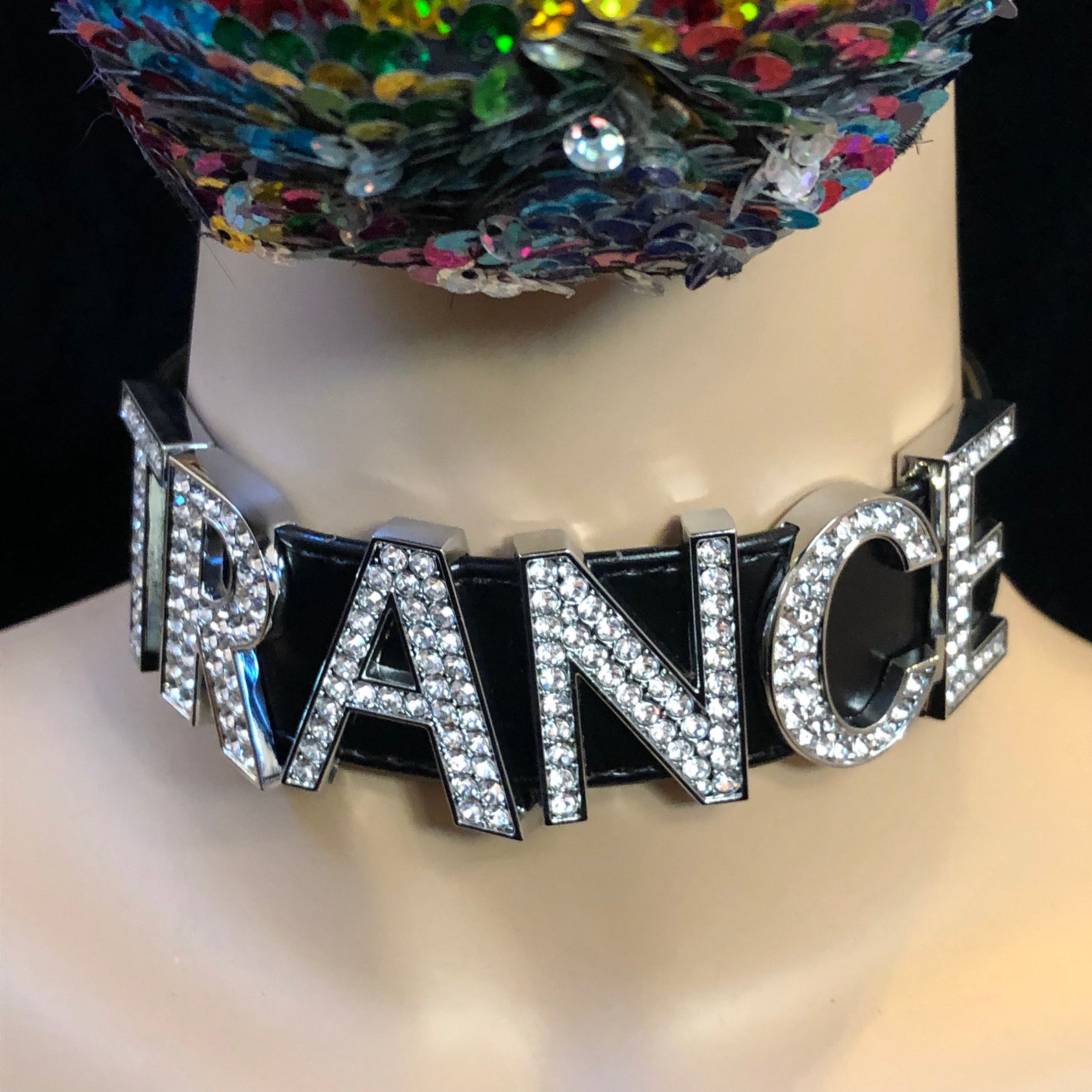 Trance Rave Choker Custom Festival Necklace Collar Charm Name - Etsy
