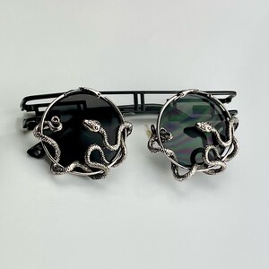 Snake Sunglasses Medusa Glasses Jewelry Black Silver Rave Outfit Goth ...