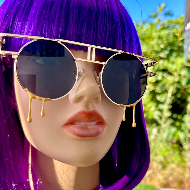 Melting Sunglasses Burning Man Accessories Dripping Gold Glasses Honey ...