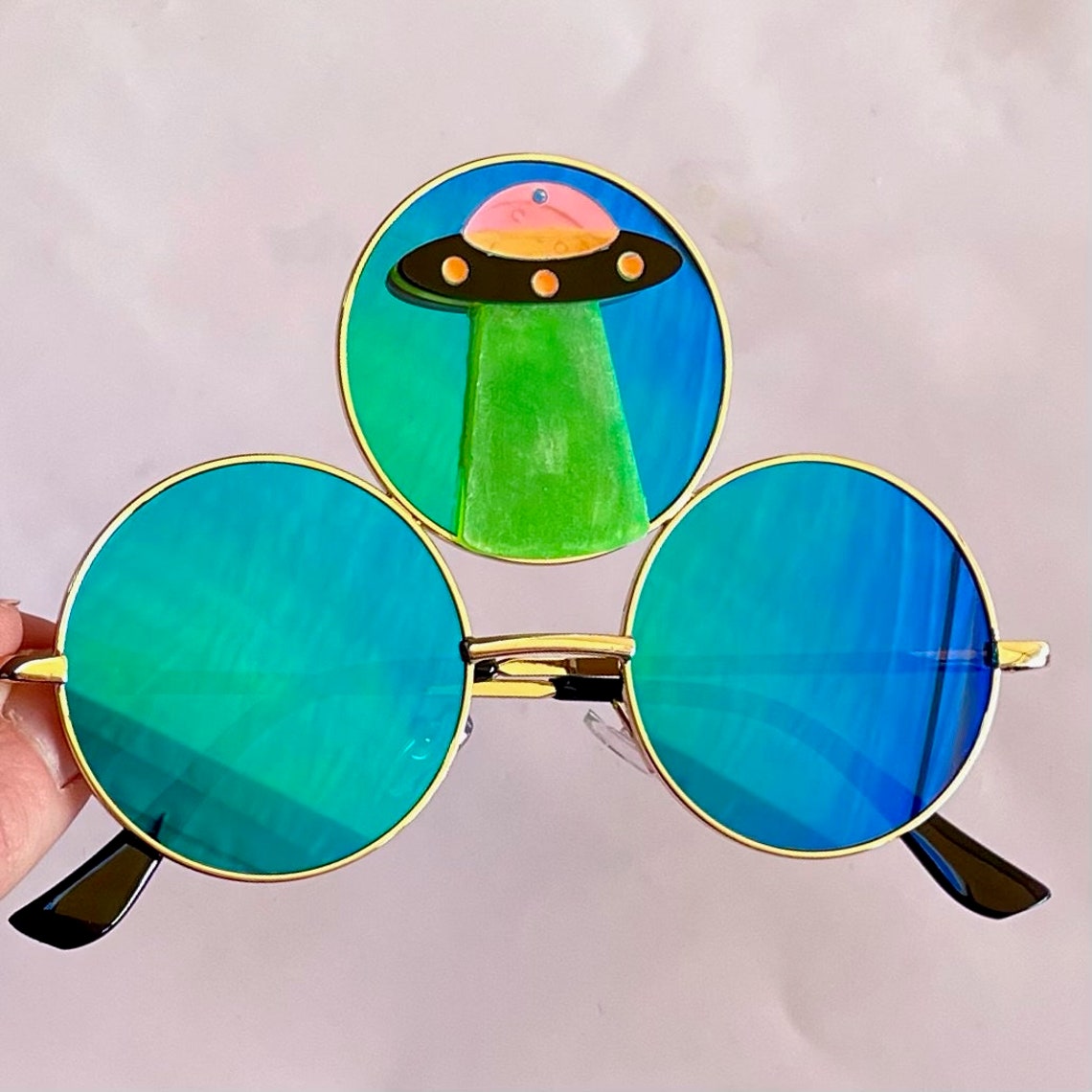 UFO Alien Sunglasses Rave Outfit Accessories Spaceship Third Eye ...