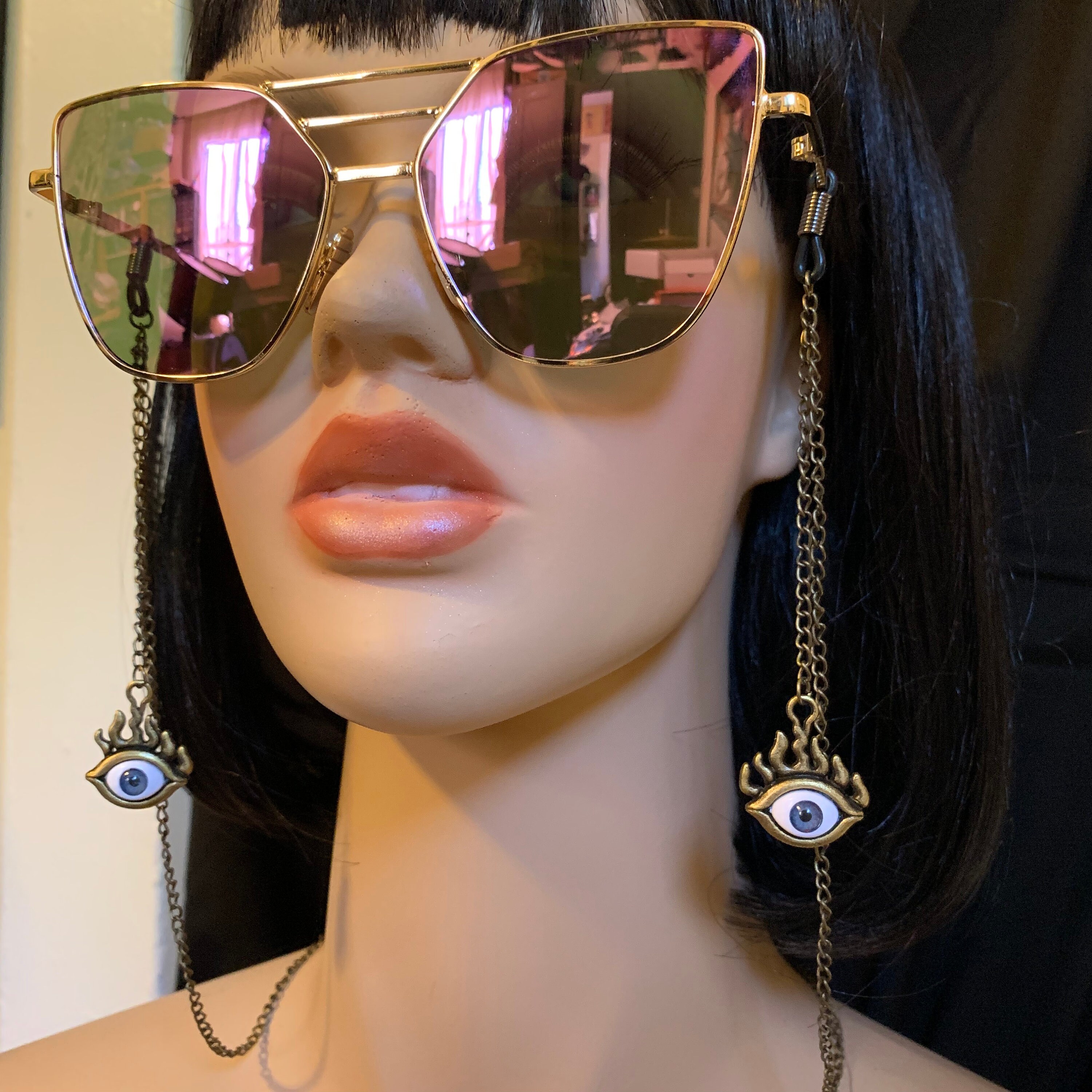 Psychedelic Eye Glasses Chain Holder Festival Sunglasses | Etsy