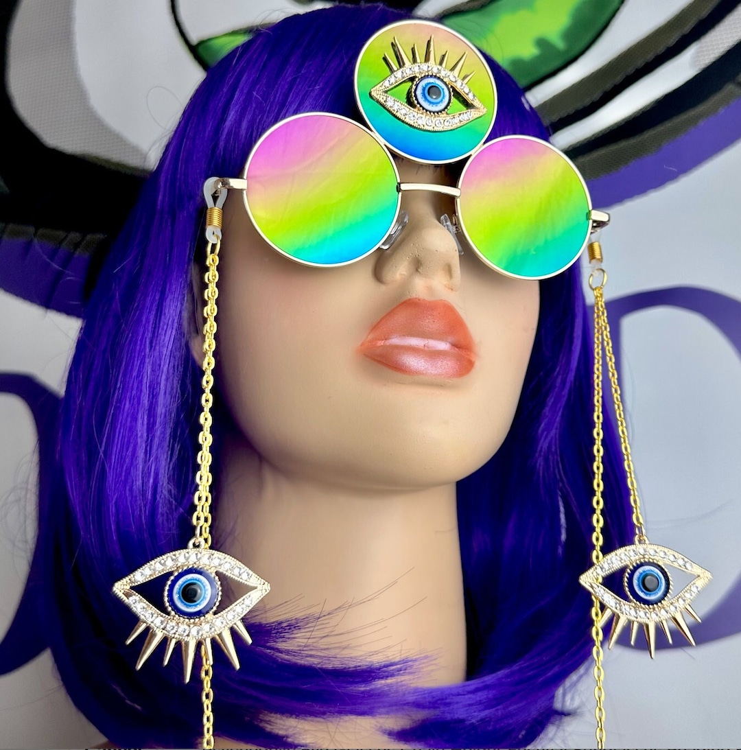 Psychedelic Eye Glasses Chain Holder Festival Sunglasses Reading ...