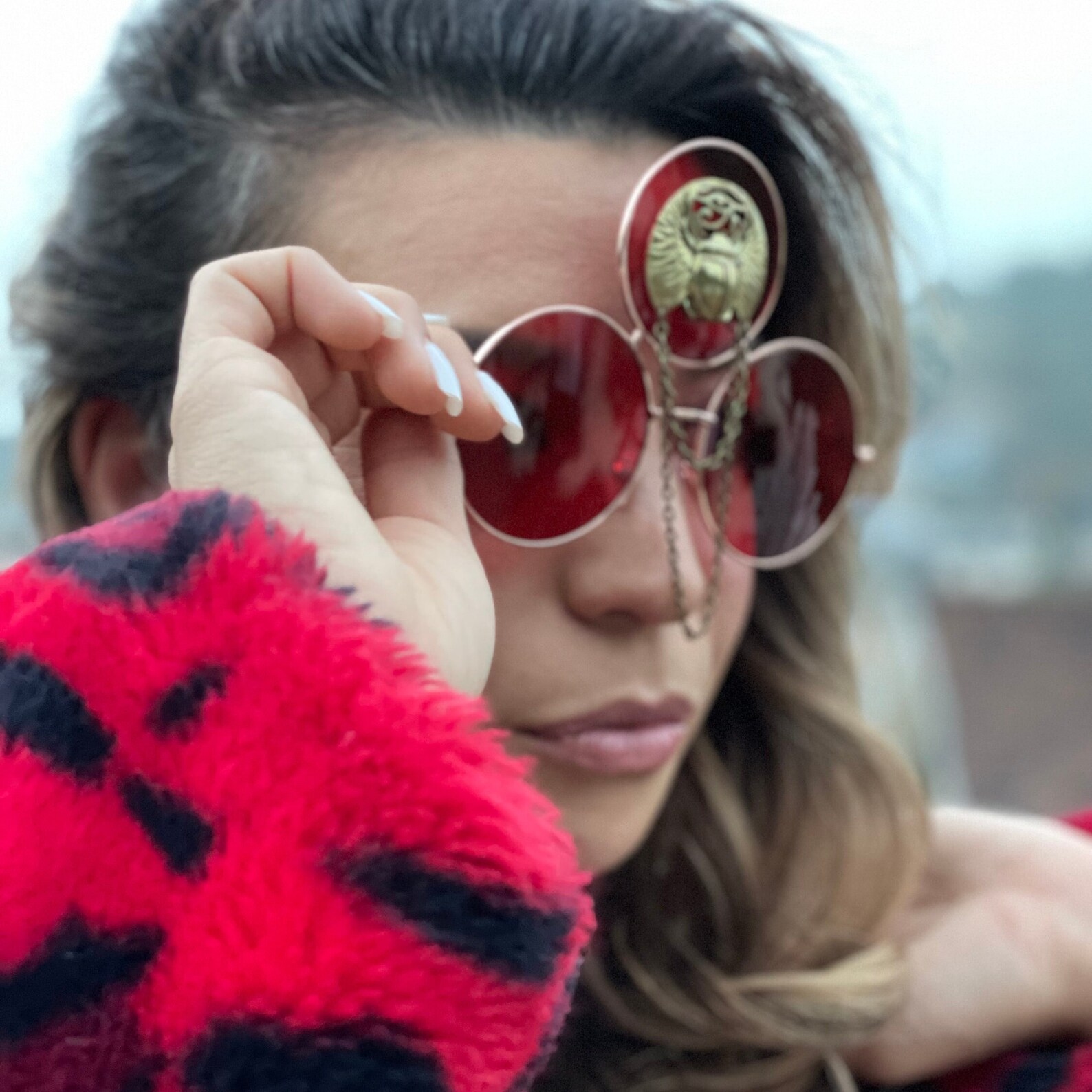 Third Eye Sunglasses Red Round Glasses Scarab Egyptian Evil Eye ...