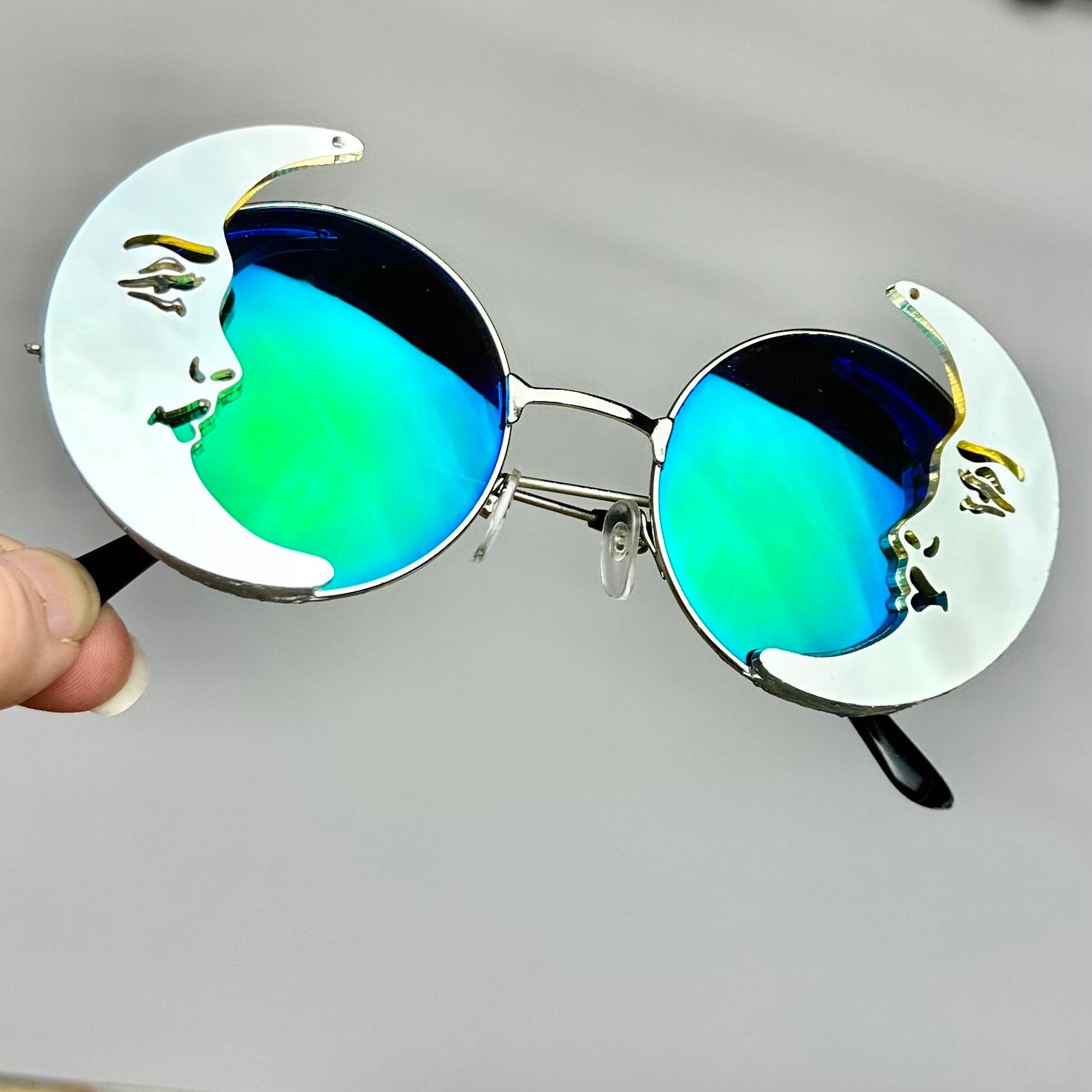 Celestial Half Moon Sunglasses: Witchy Rave Festival Sunnies - Etsy