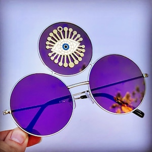 Purple Third Eye Sunglasses Custom Decorated Rave Glasses Rainbow ...