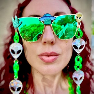 Alien Queen Rave Glasses Space Outfit Festival Sunglasses Cyberpunk ...