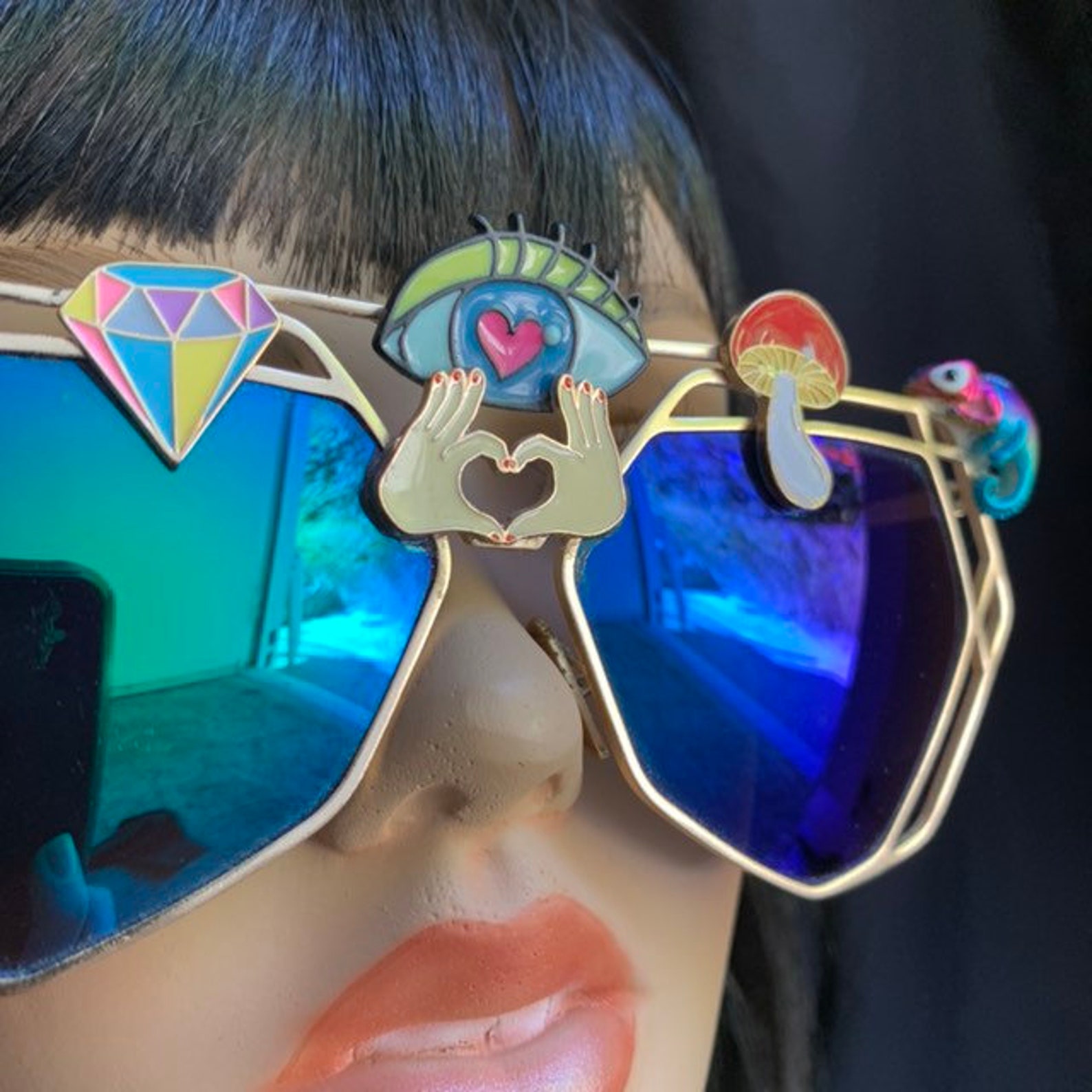 Third Eye Sunglasses Embellished Rave Festival Decorated Sunnies Shades ...