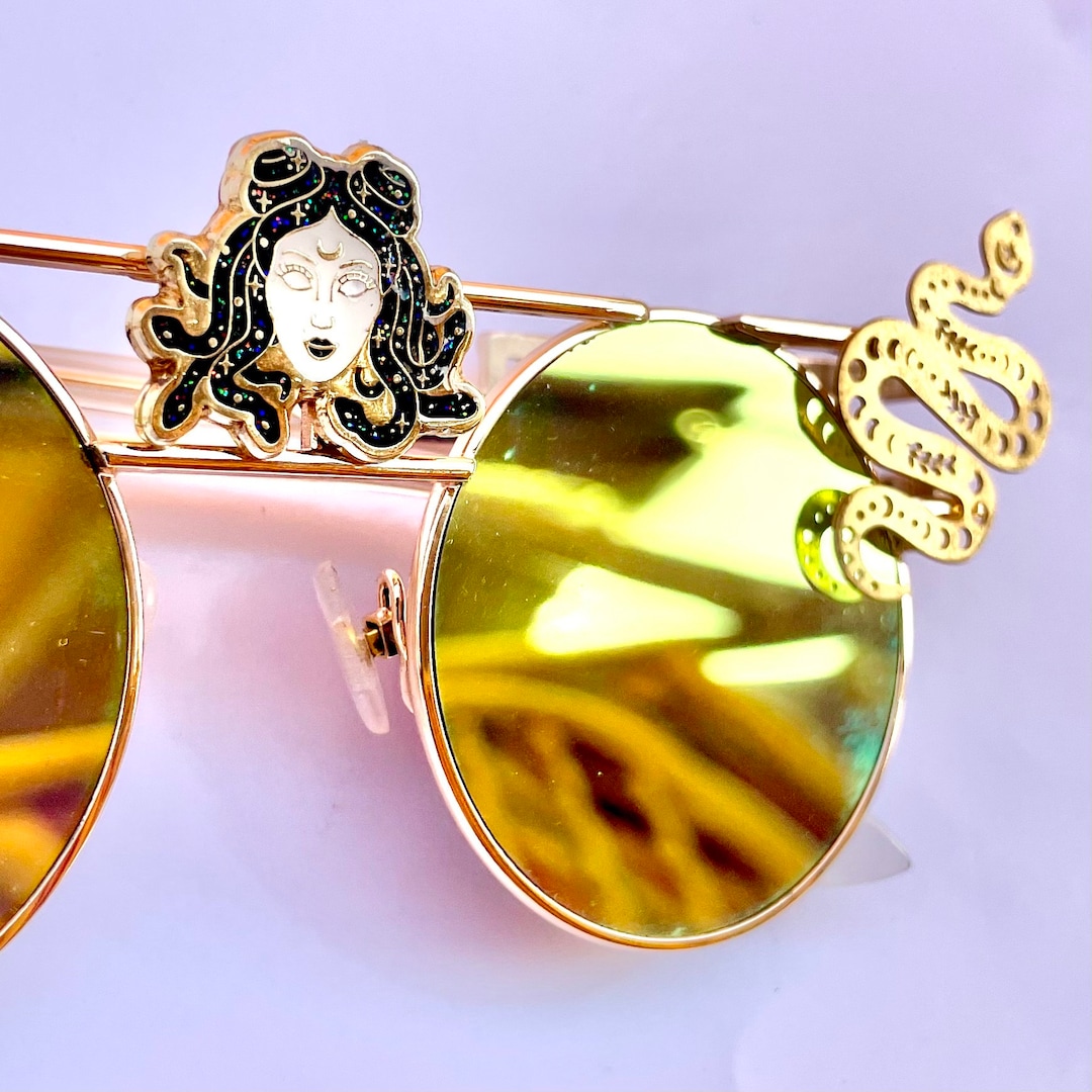 Medusa Steampunk Sunglasses Snake Queen Costume Serpent Glasses Gold ...