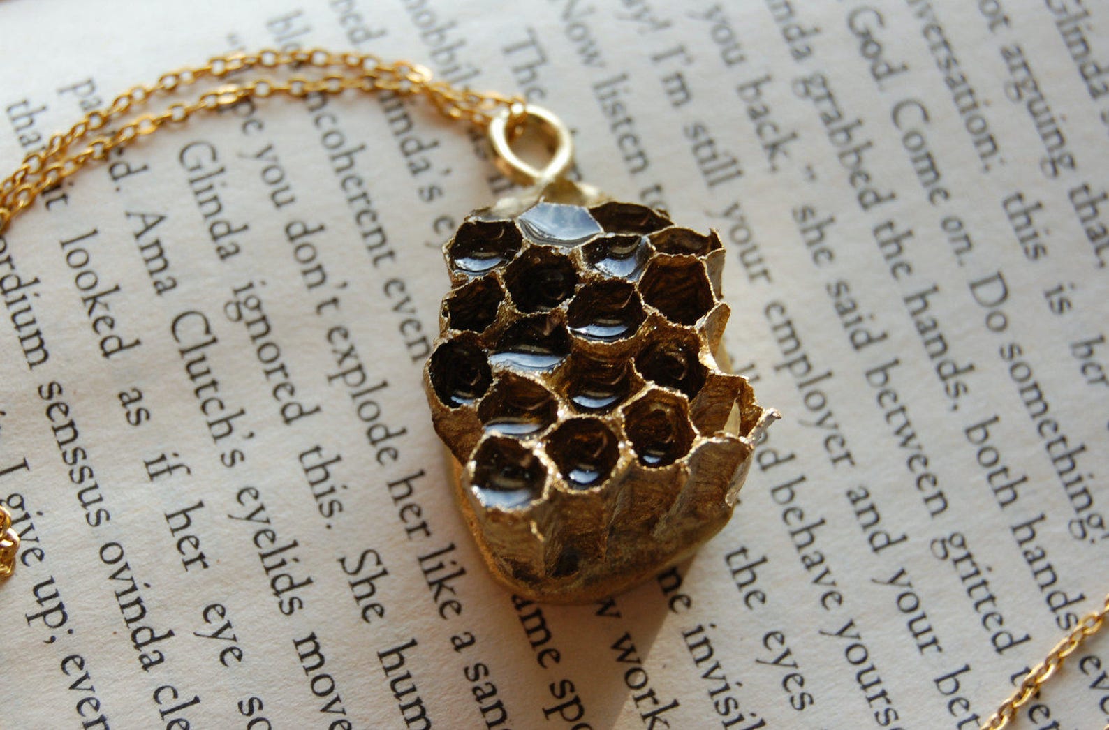 Honeycomb Necklace Honey Bee Real Honey Comb Ring Bee Hive - Etsy