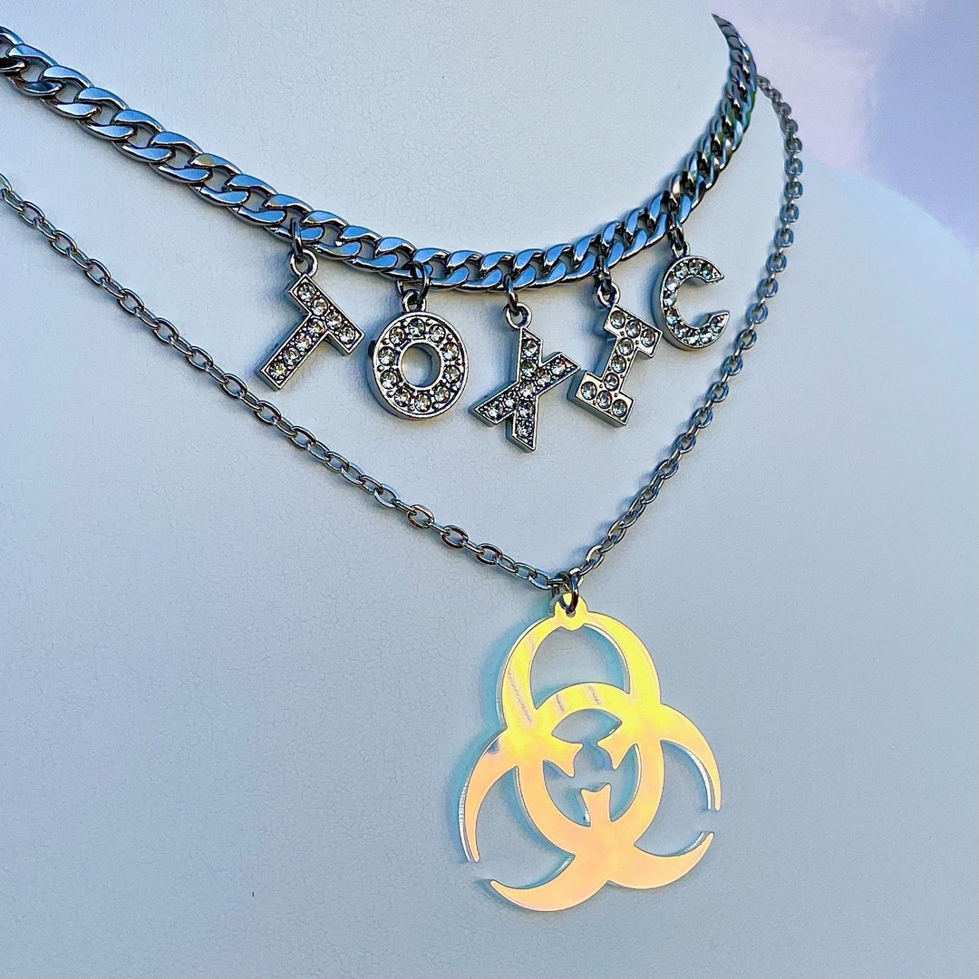 Cyberpunk Rave Necklace Toxic Biohazard Logo Symbol Festival 90s Punk ...