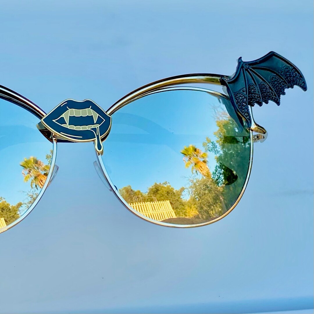 Goth Sunglasses Gothic Bat Glasses Winged Dracula Vampire Wings Witchy Spooky Witchcraft Witch
