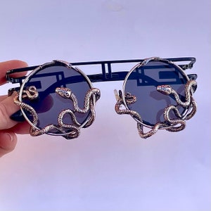 Snake Sunglasses Medusa Glasses Jewelry Black Silver Rave Outfit Goth ...