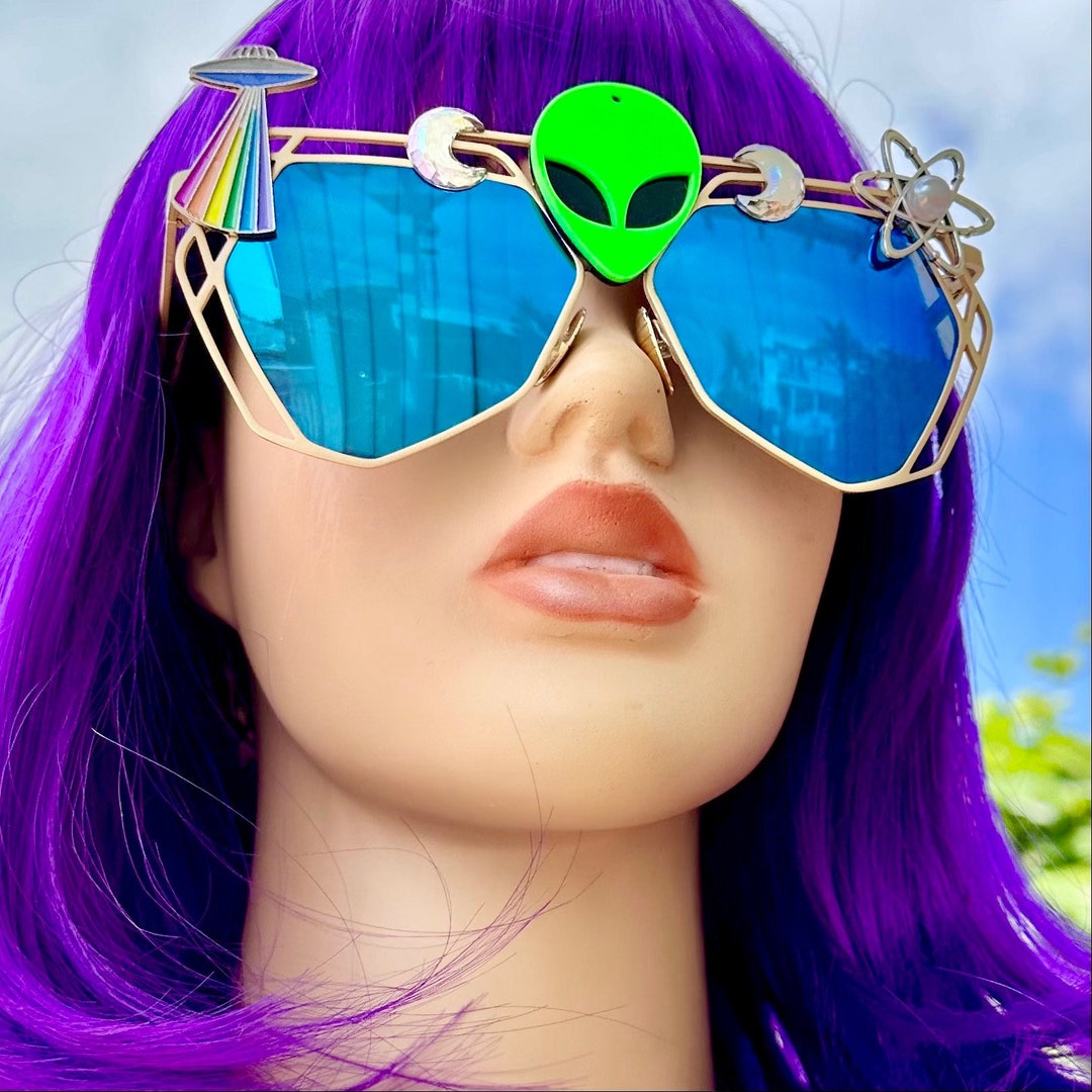 Alien Third Eye Sunglasses Embellished Rave Festival Decorated Sunnies ...
