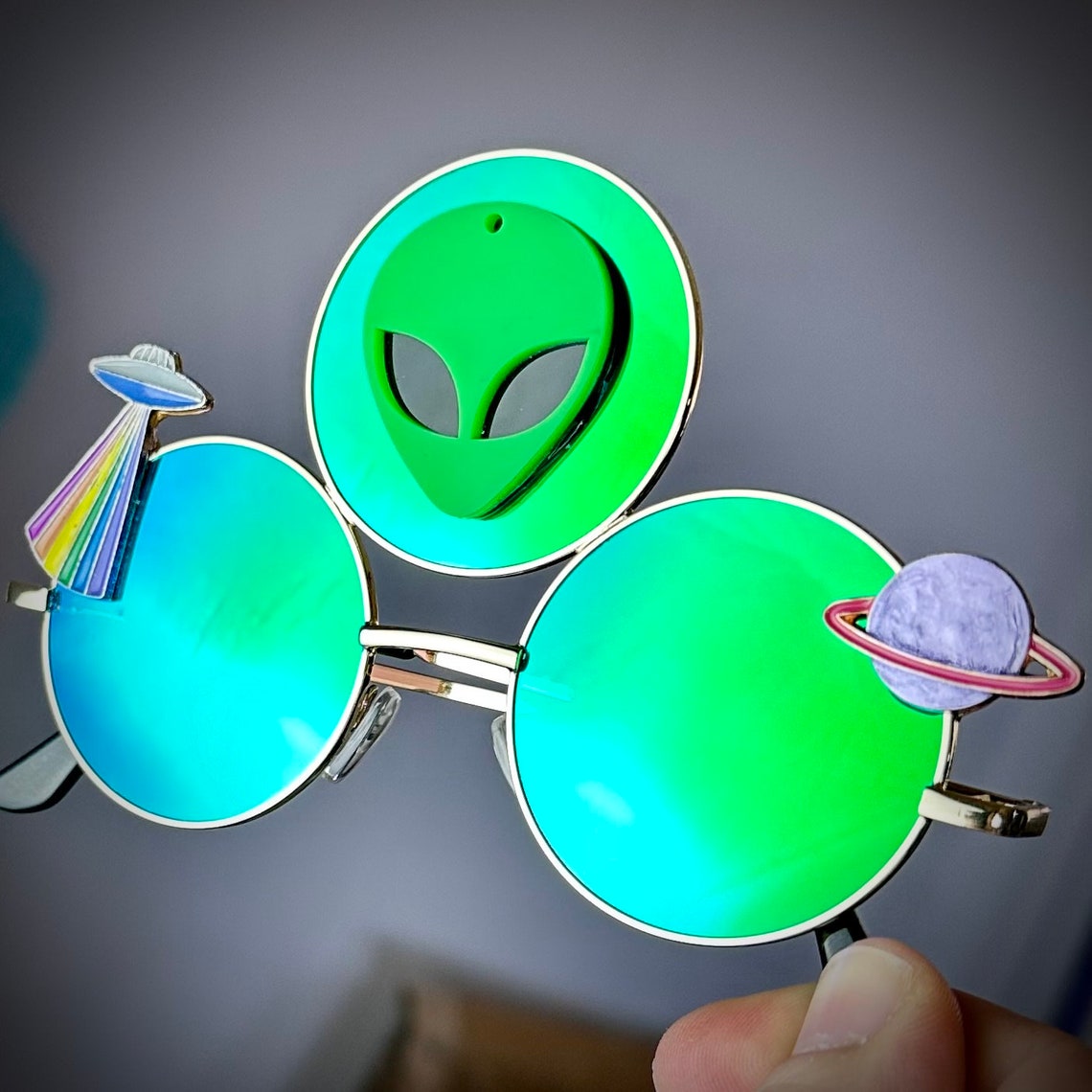 Alien Sunglasses Green Rave Glasses UFO Space Third Eye Festival Accesories 3rd Funky Mens ...