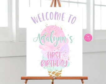 Welcome Ice Cream Party Sign - Etsy