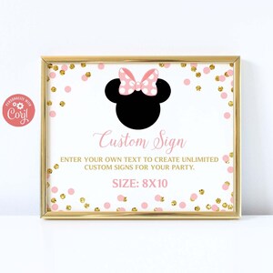 Editable Minnie Mouse Custom Sign Minnie Mouse Party Signs - Etsy