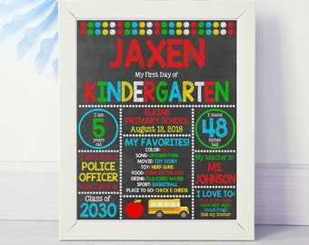 First Day of Kindergarten Sign 11x14, First Day of School Sign ...