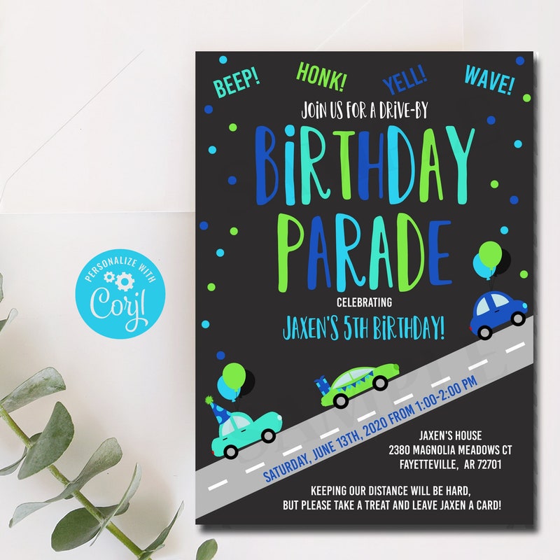 Drive by Birthday Parade Invitation - Etsy