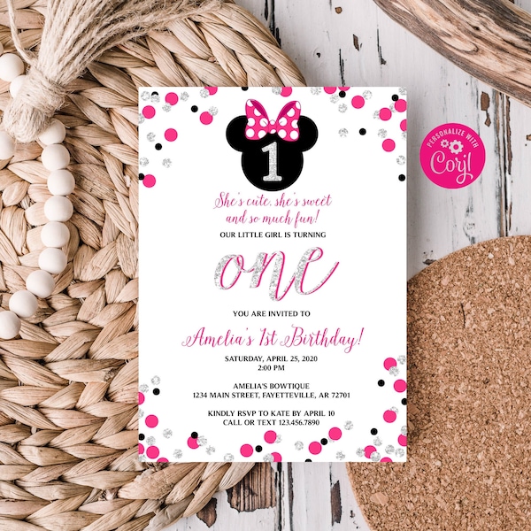 Minnie Mouse 1st Birthday Invitation - Etsy