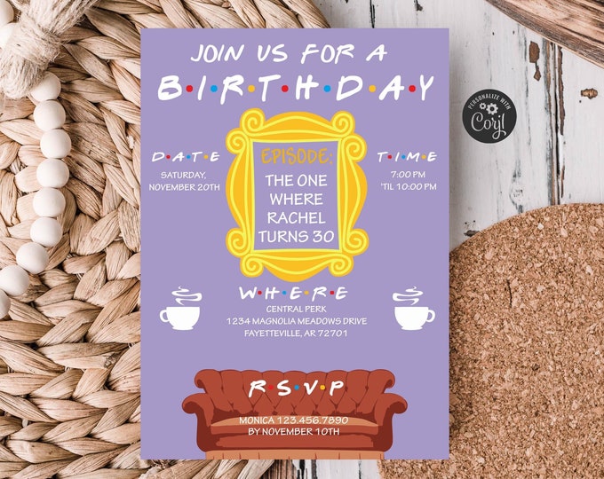 Editable Friends Birthday Invitation the One Where Friends Birthday ...