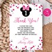 Editable Minnie Mouse Thank You Card Minnie Mouse Birthday Thank You ...