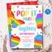 Editable Pop It Birthday Invitation Pop It Party Fidget Toy Birthday ...